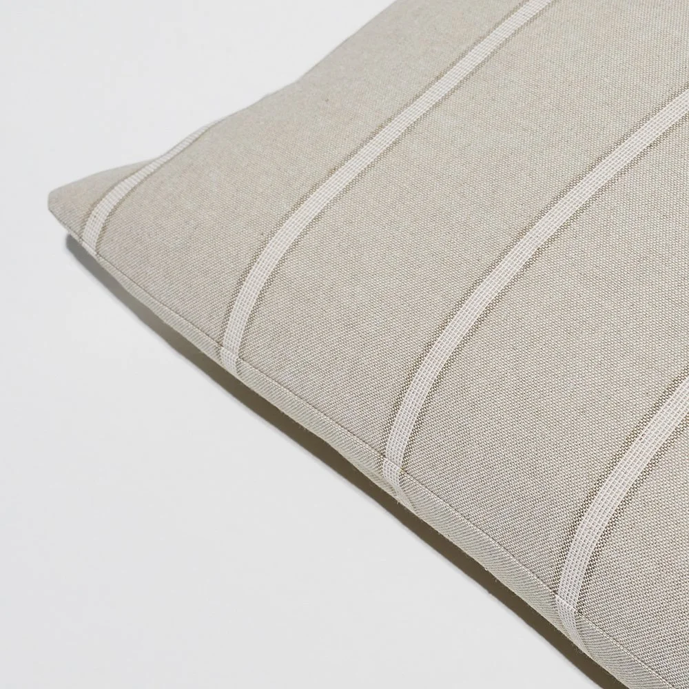 Sienna - Textured Linen Cushion with Taupe Fringing — Sewn