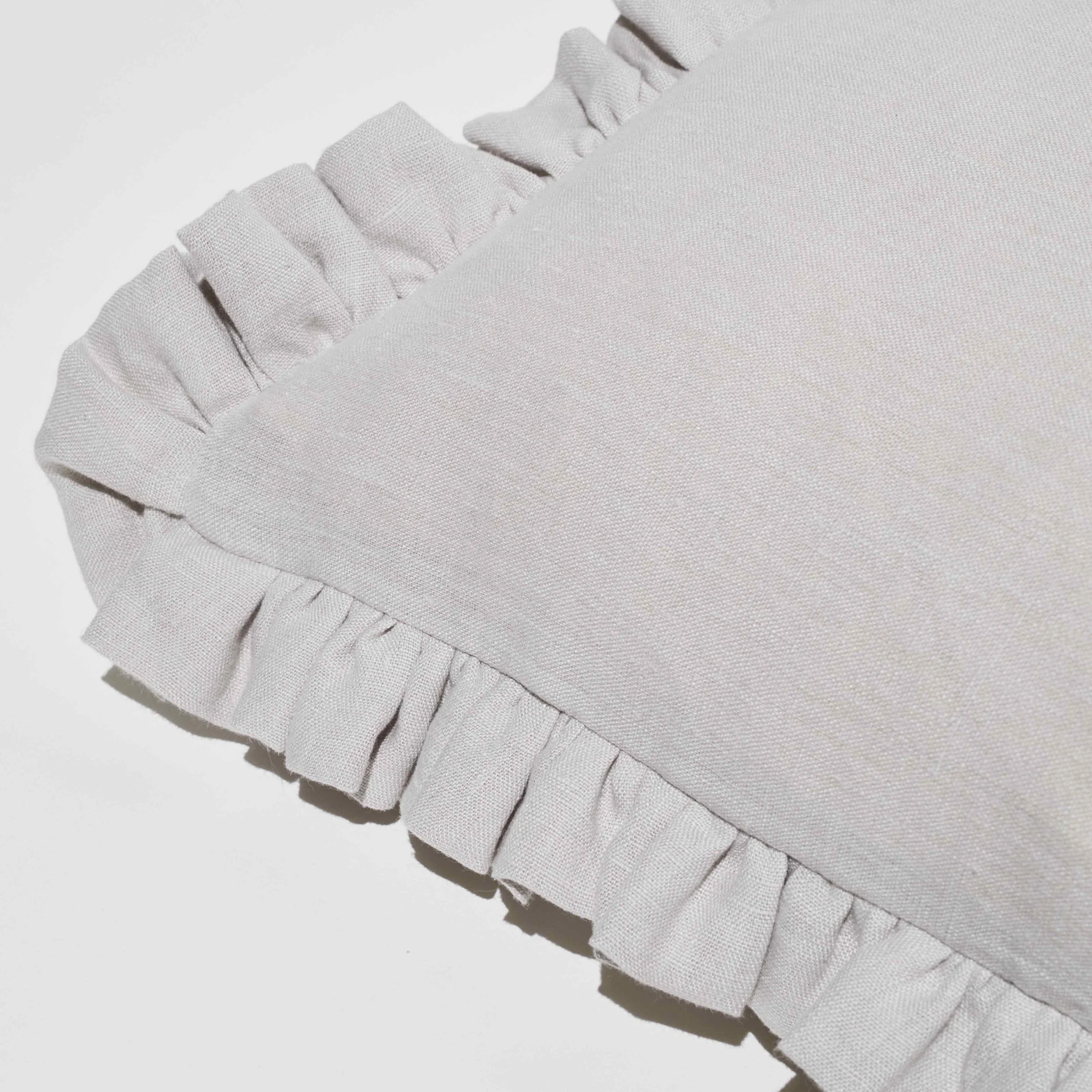 Sienna - Textured Linen Cushion with Taupe Fringing — Sewn