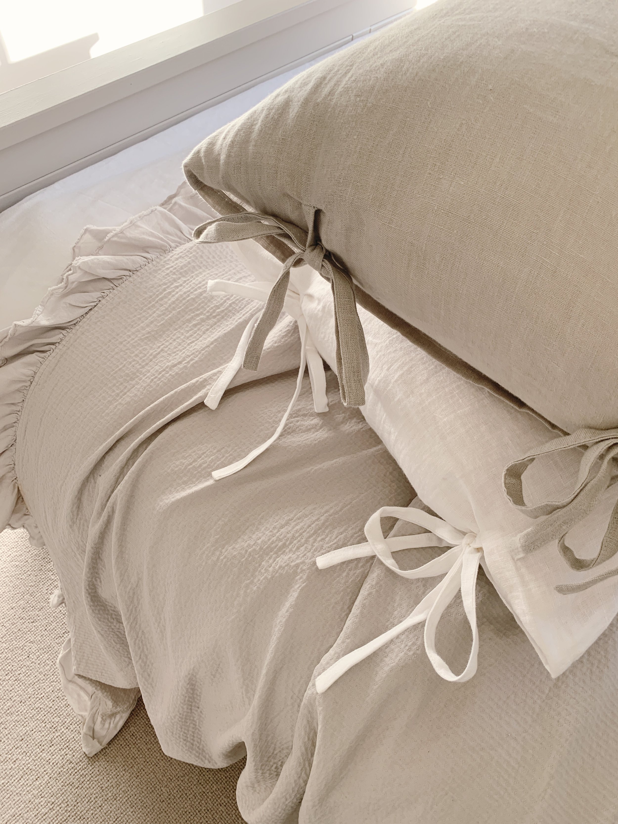 Aurelia - Natural Striped Linen Cushion — Sewn