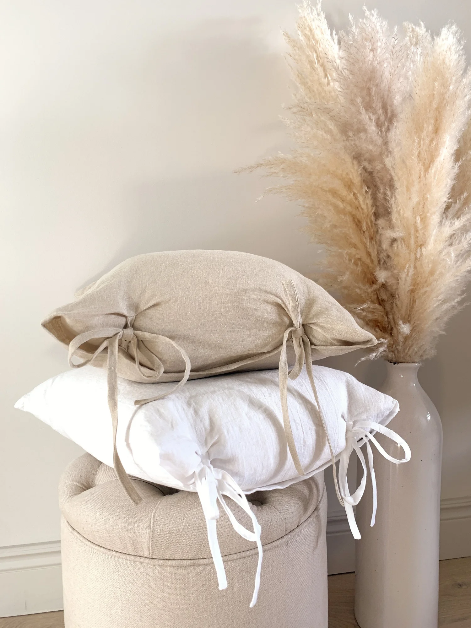 Aurelia - Natural Striped Linen Cushion — Sewn
