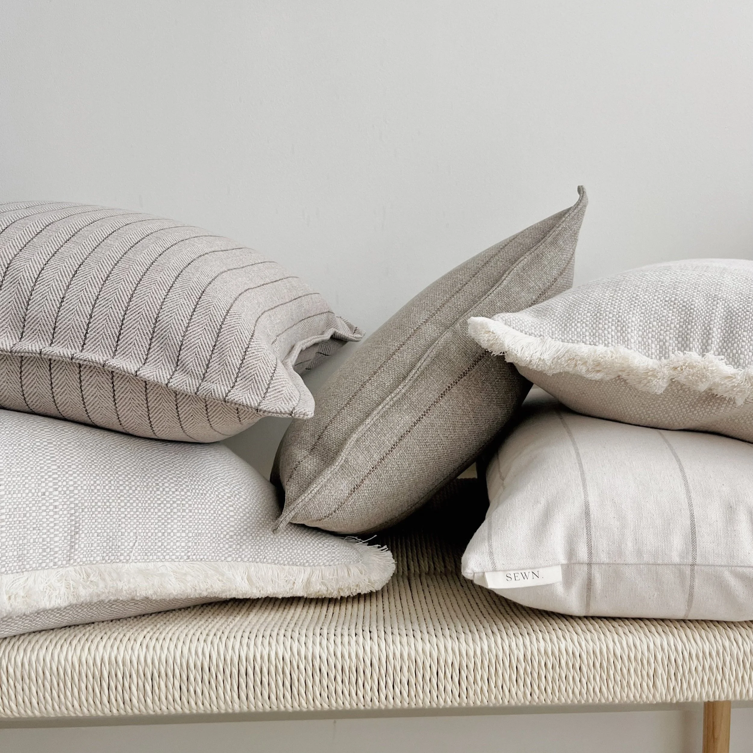 Aurelia - Natural Striped Linen Cushion — Sewn