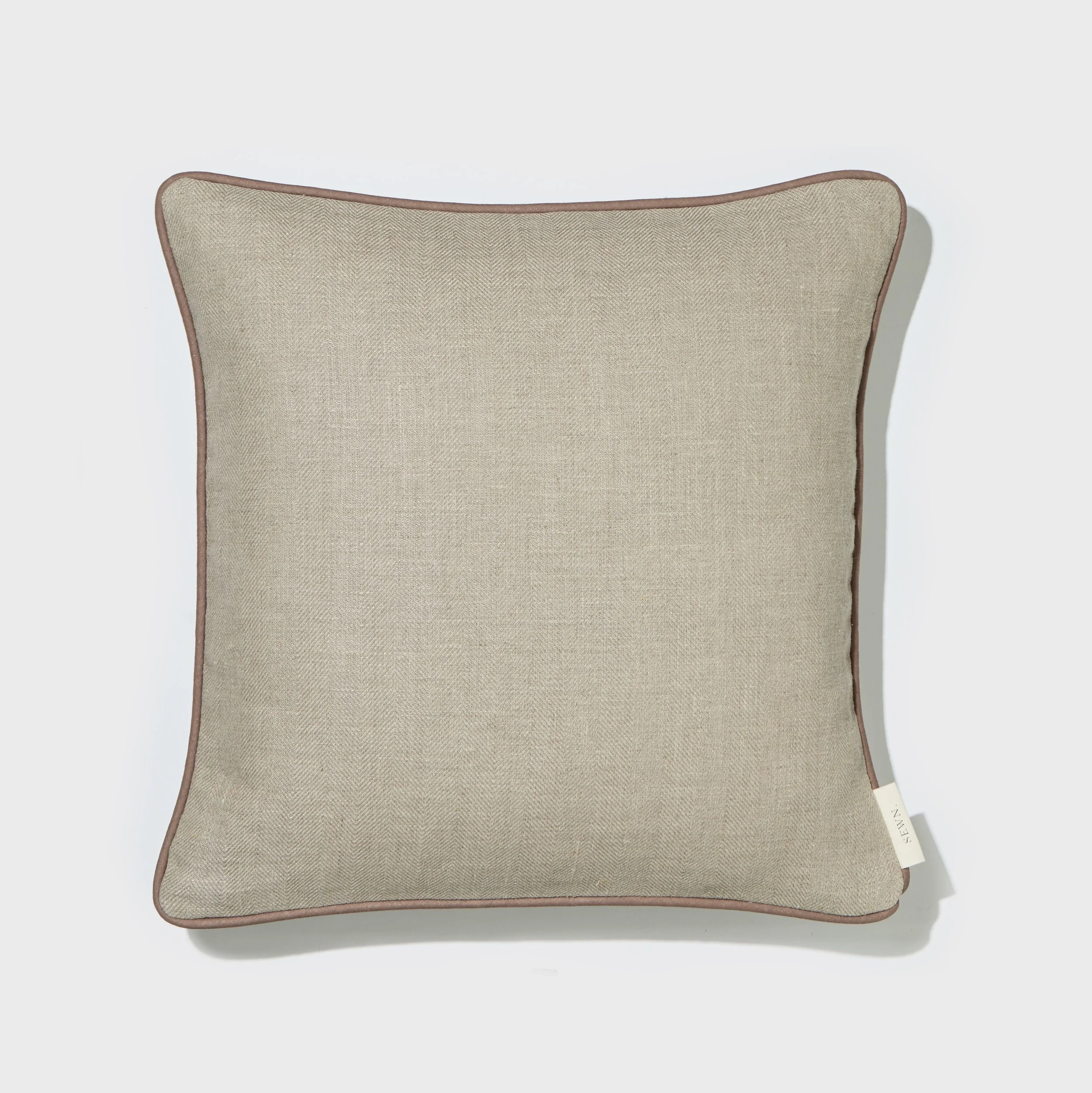 Sienna - Textured Linen Cushion with Taupe Fringing — Sewn
