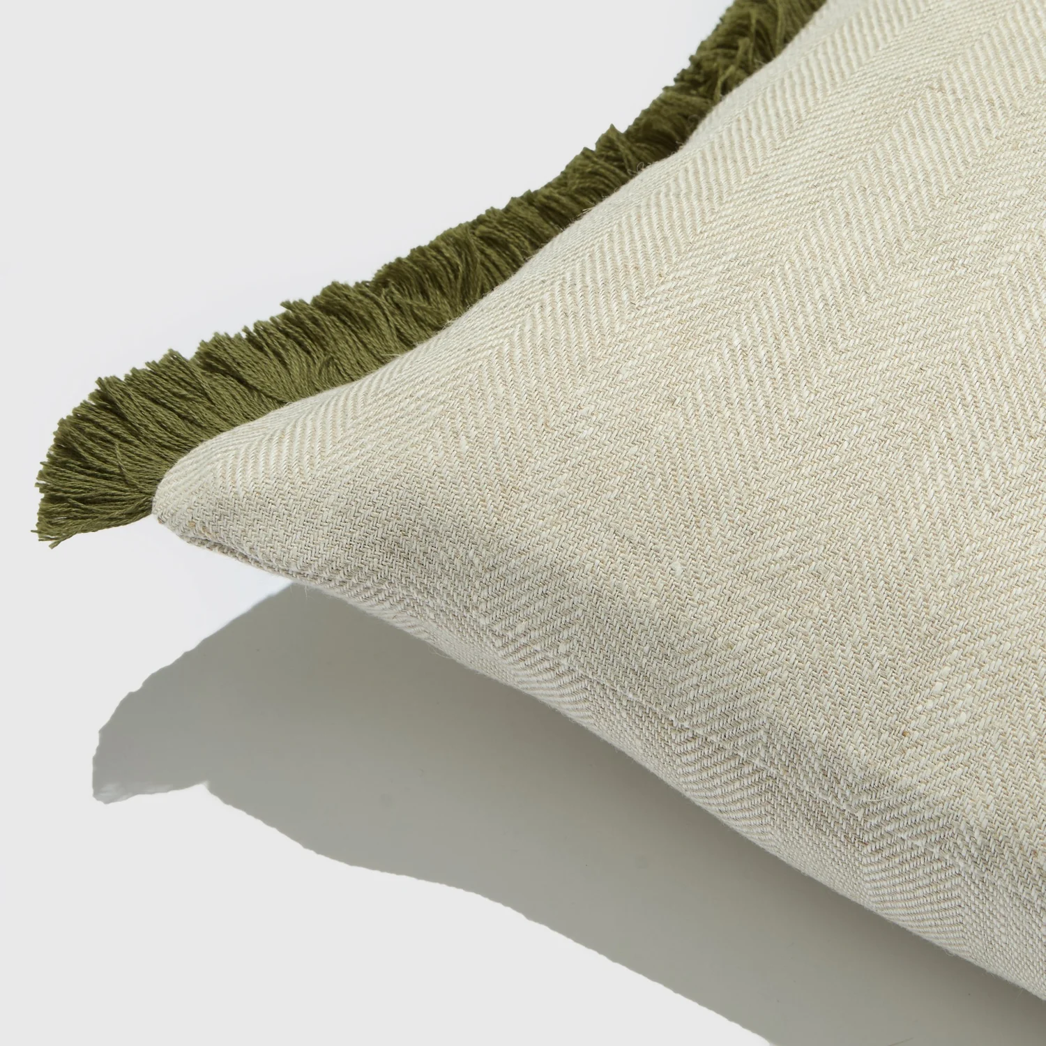 Sienna - Textured Linen Cushion with Taupe Fringing — Sewn