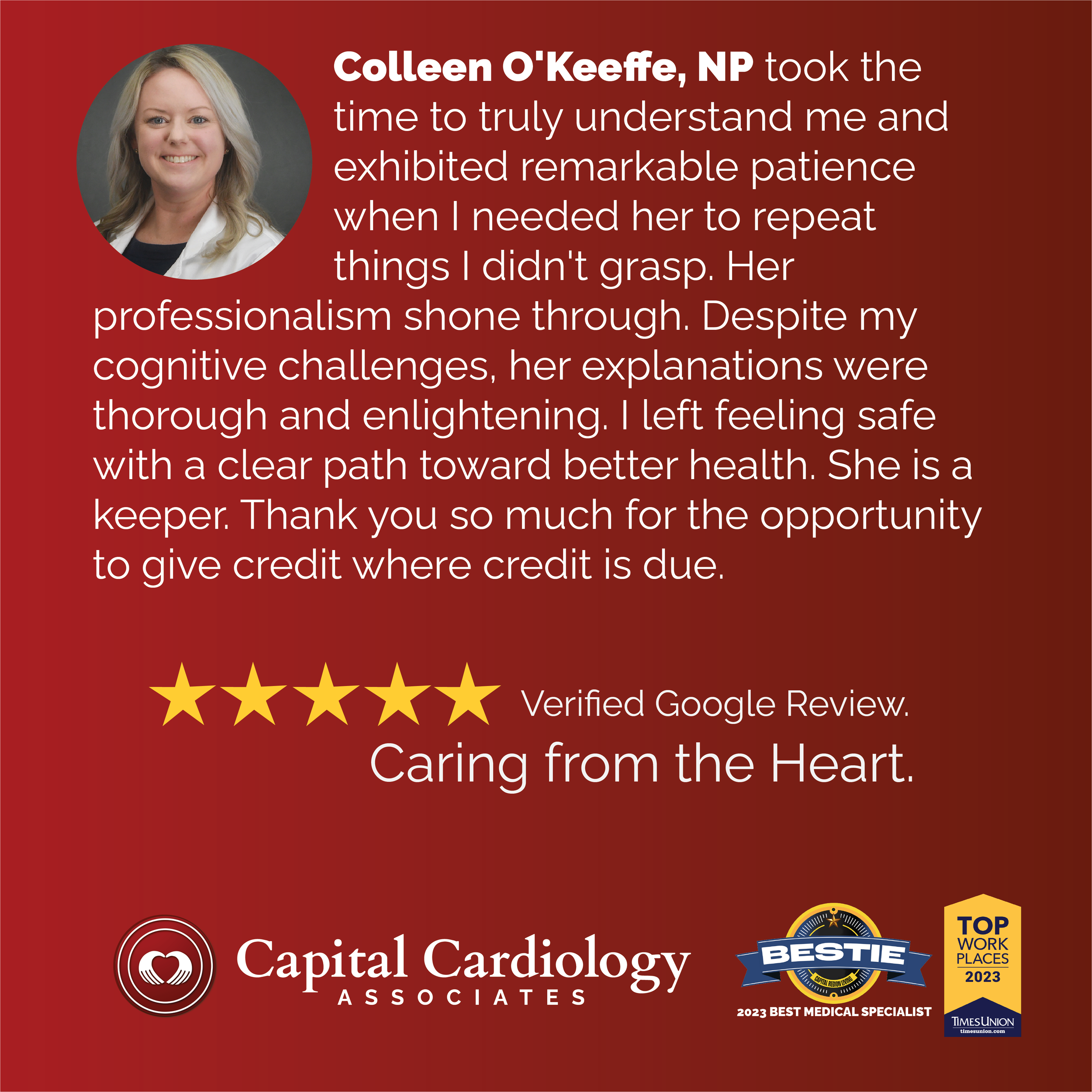Caring from the Heart: Colleen O’Keeffe, NP — Capital Cardiology Associates