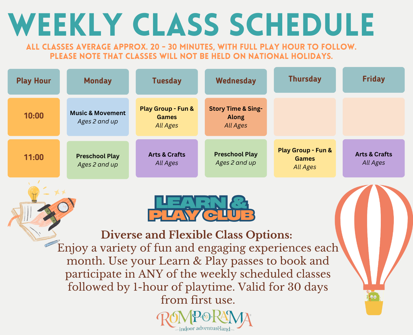 Classes — Romp-o-Rama