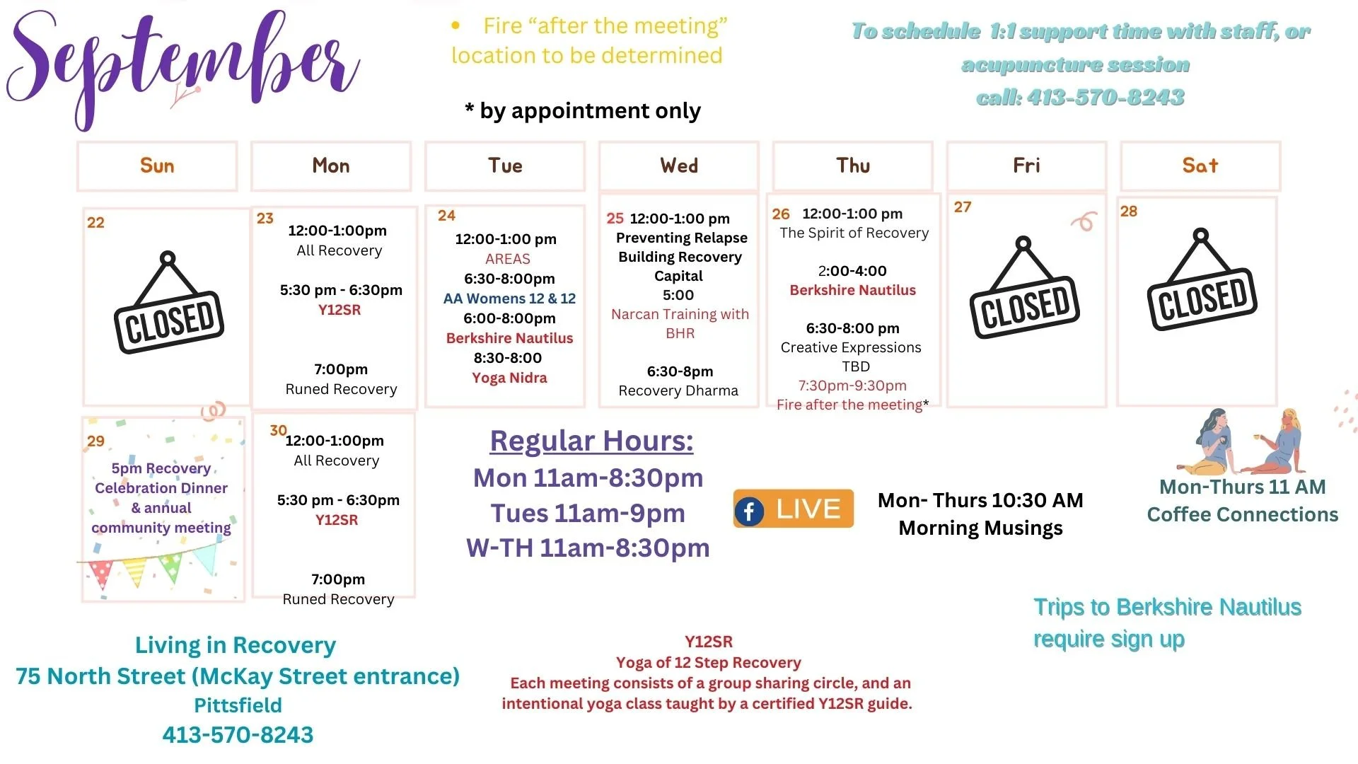 Monthly Calendar — Living in Recovery
