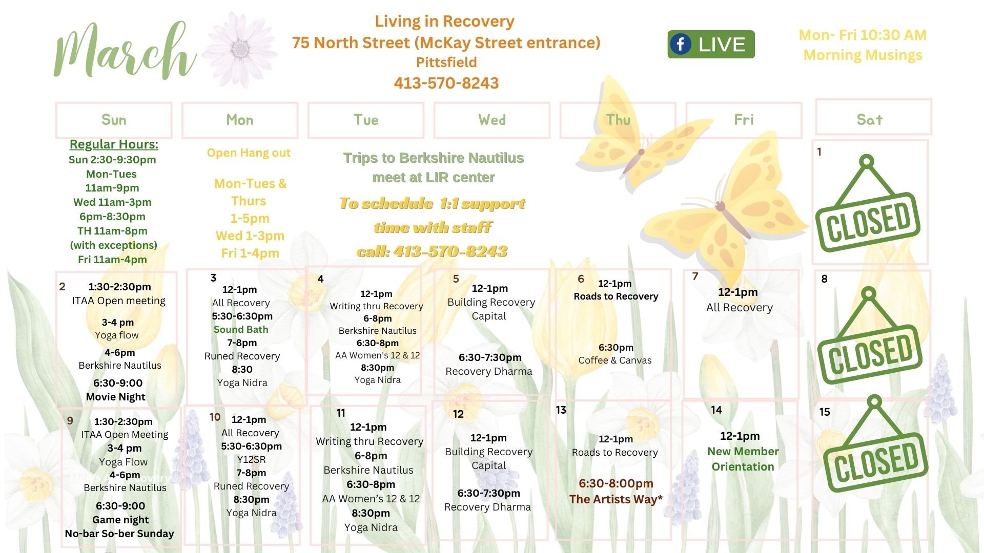 Monthly Calendar — Living in Recovery