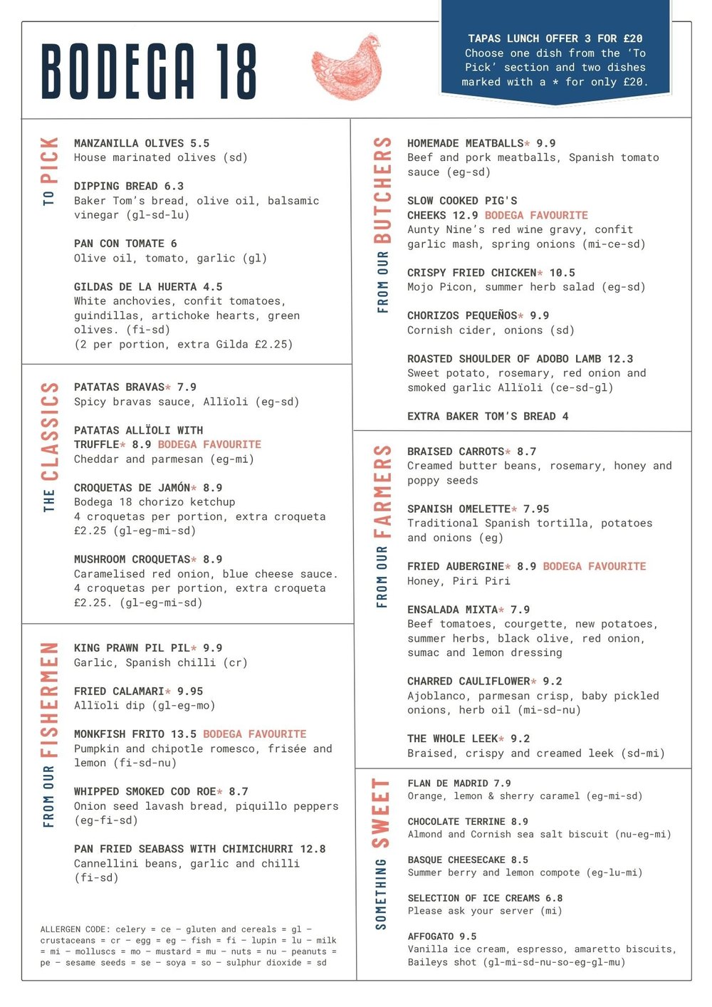 Spanish Cuisine Tapas Menu | Small Spanish Dishes | Bodega 18 Cornwall ...