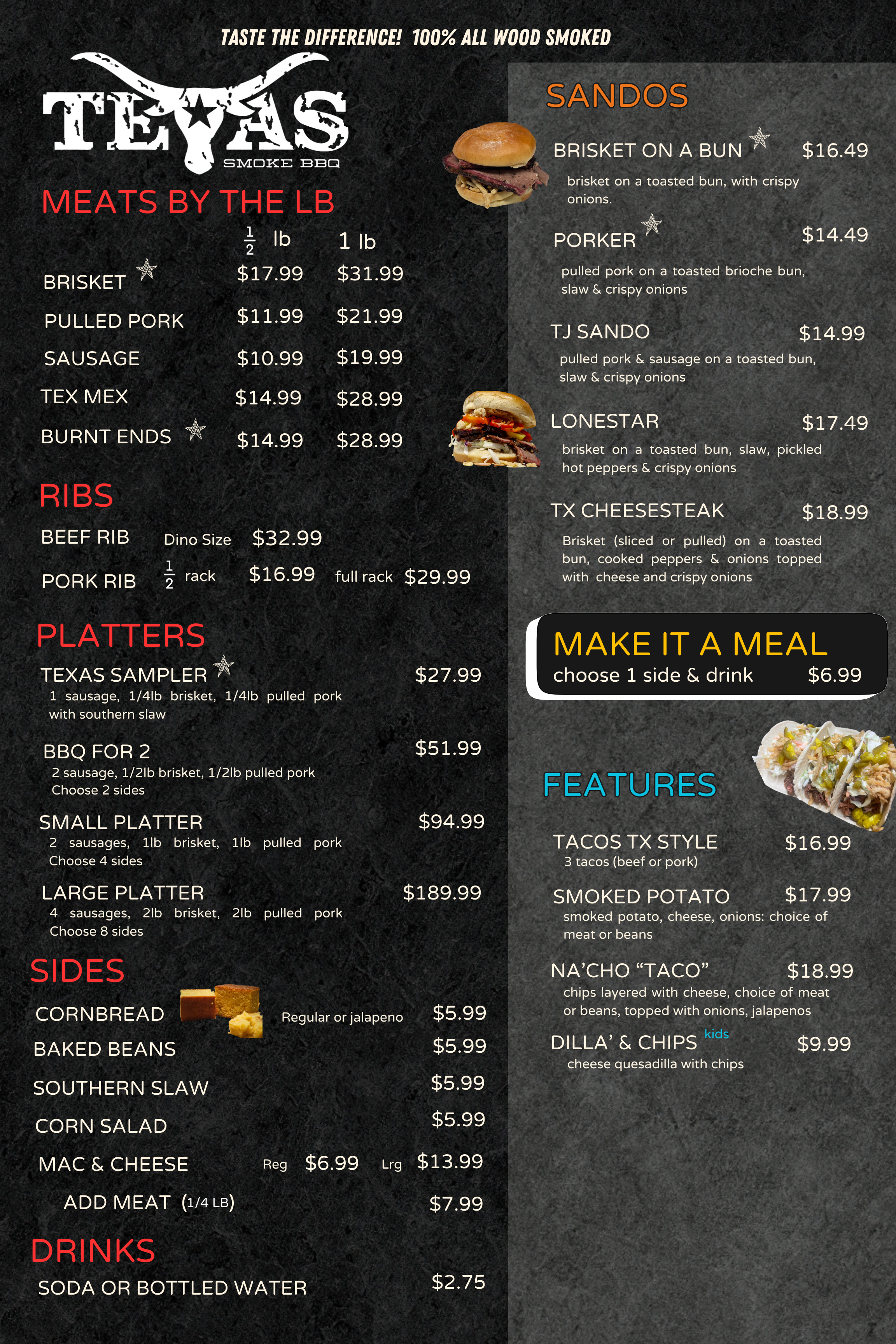 Menu for Texas Smoke BBQ, Authentic Smoked meat in Langley, BC — Texas ...