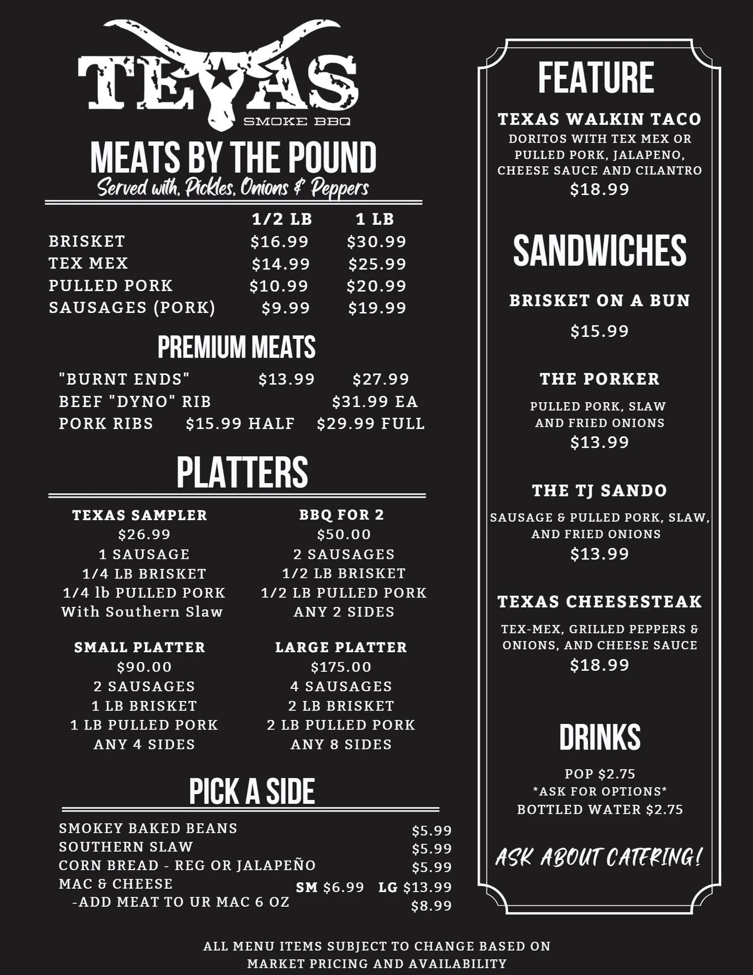 Menu for Texas Smoke BBQ, Authentic Smoked meat in Langley, BC — Texas ...