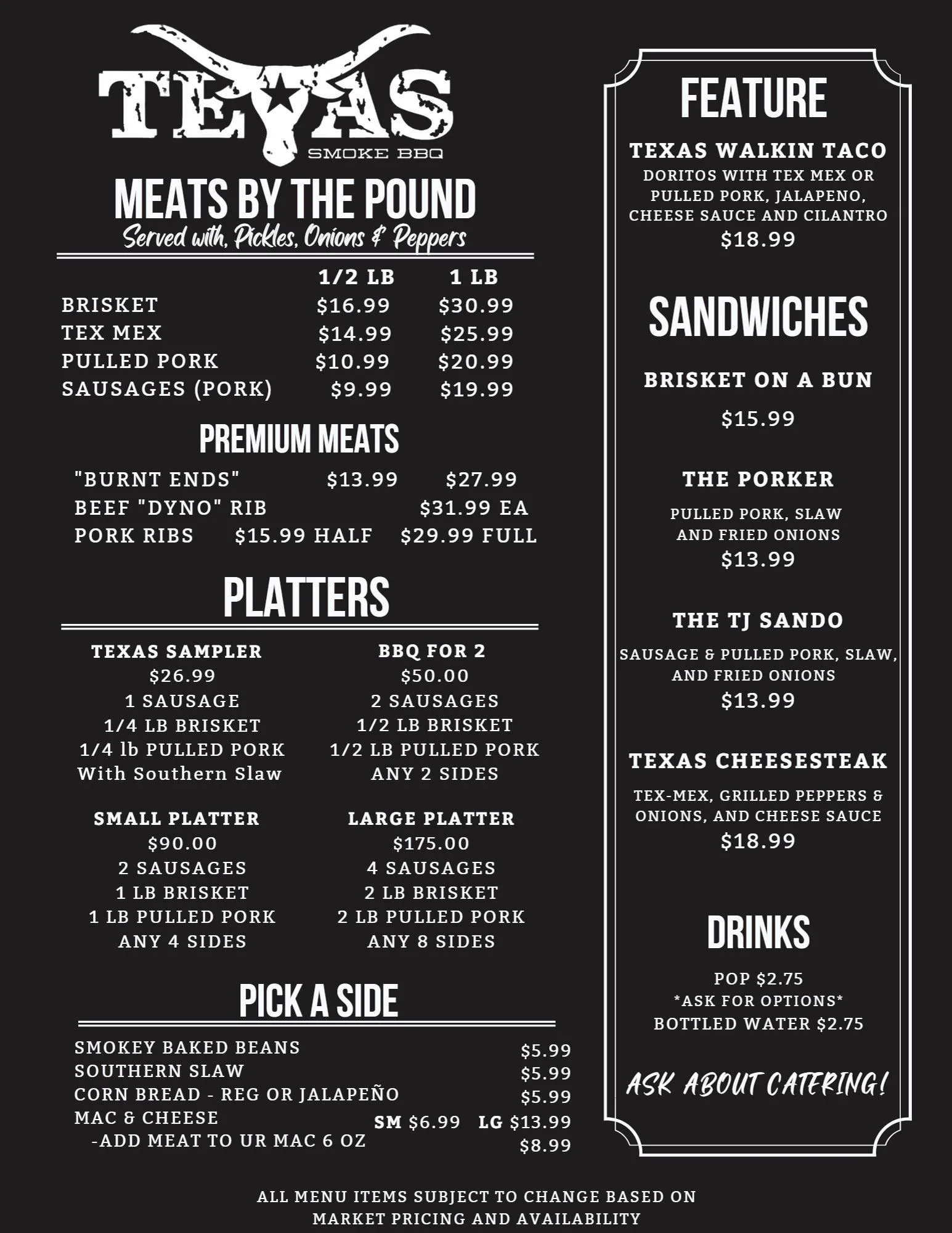 Menu for Texas Smoke BBQ, Authentic Smoked meat in Langley, BC — Texas ...