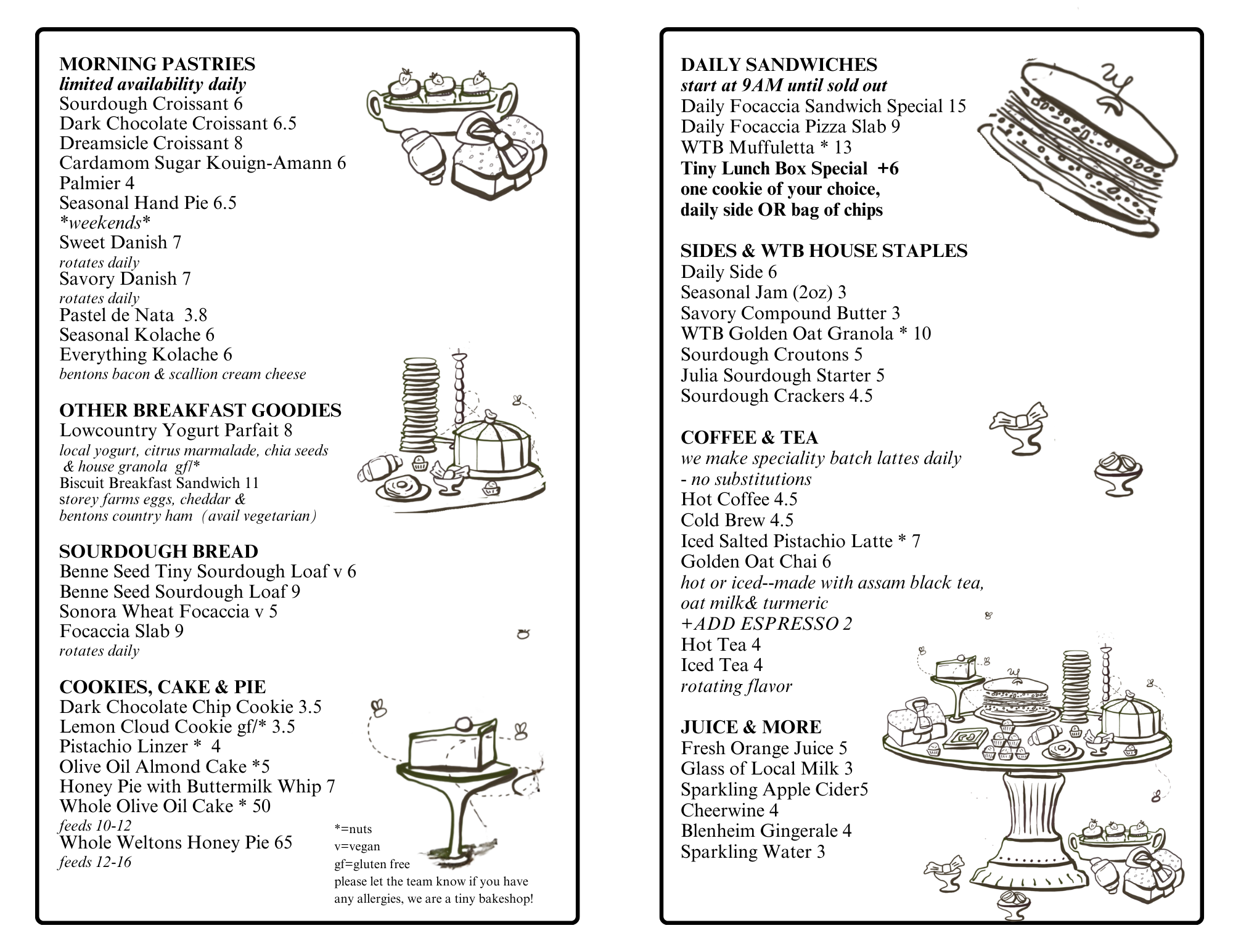 TINY BAKESHOP MENU — WELTONSTINYBAKESHOP