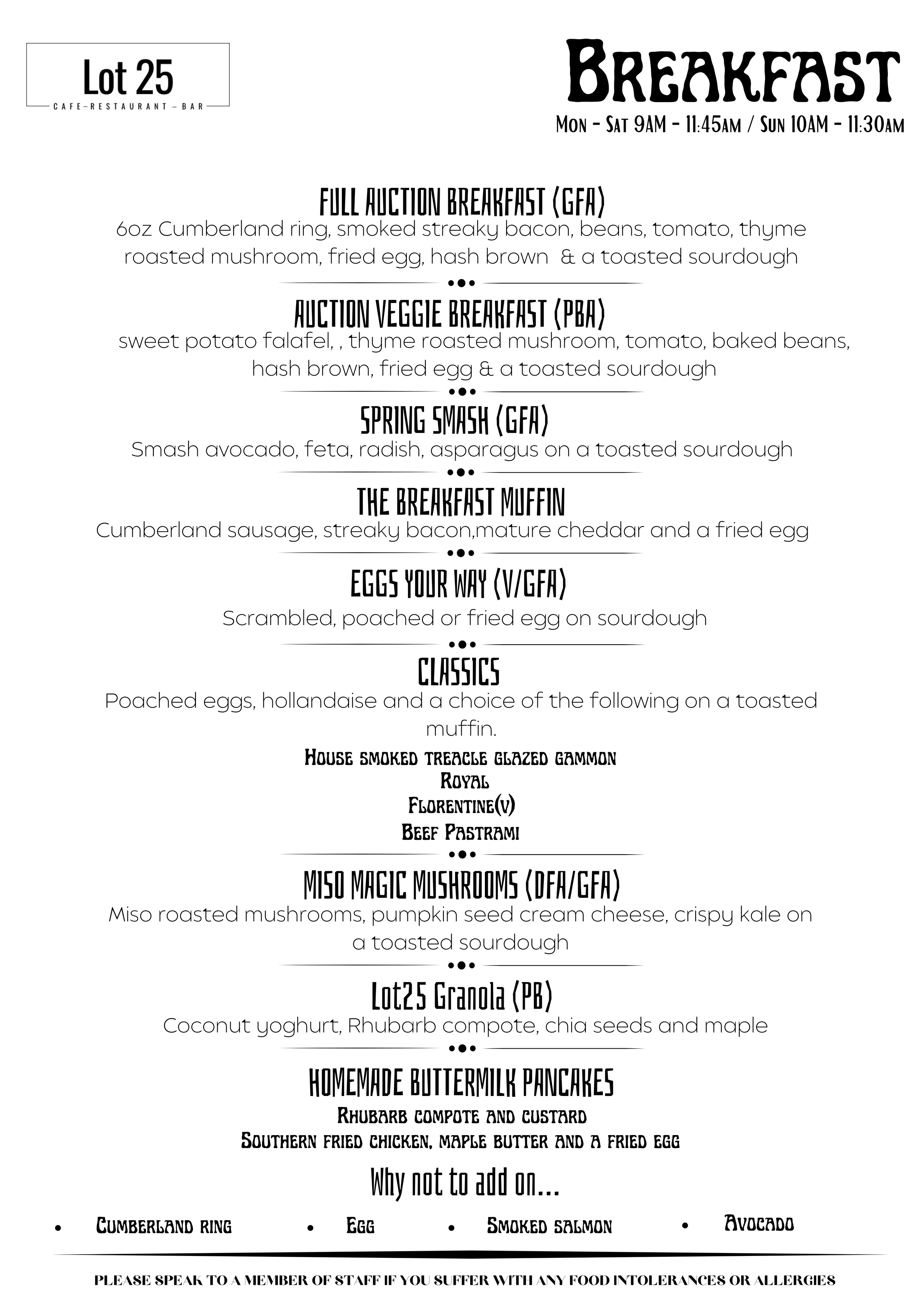 Breakfast — Lot 25