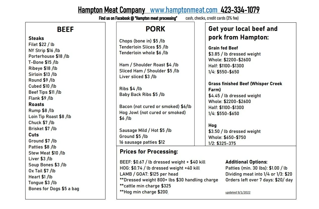 Services 1 — Hampton Meat Company