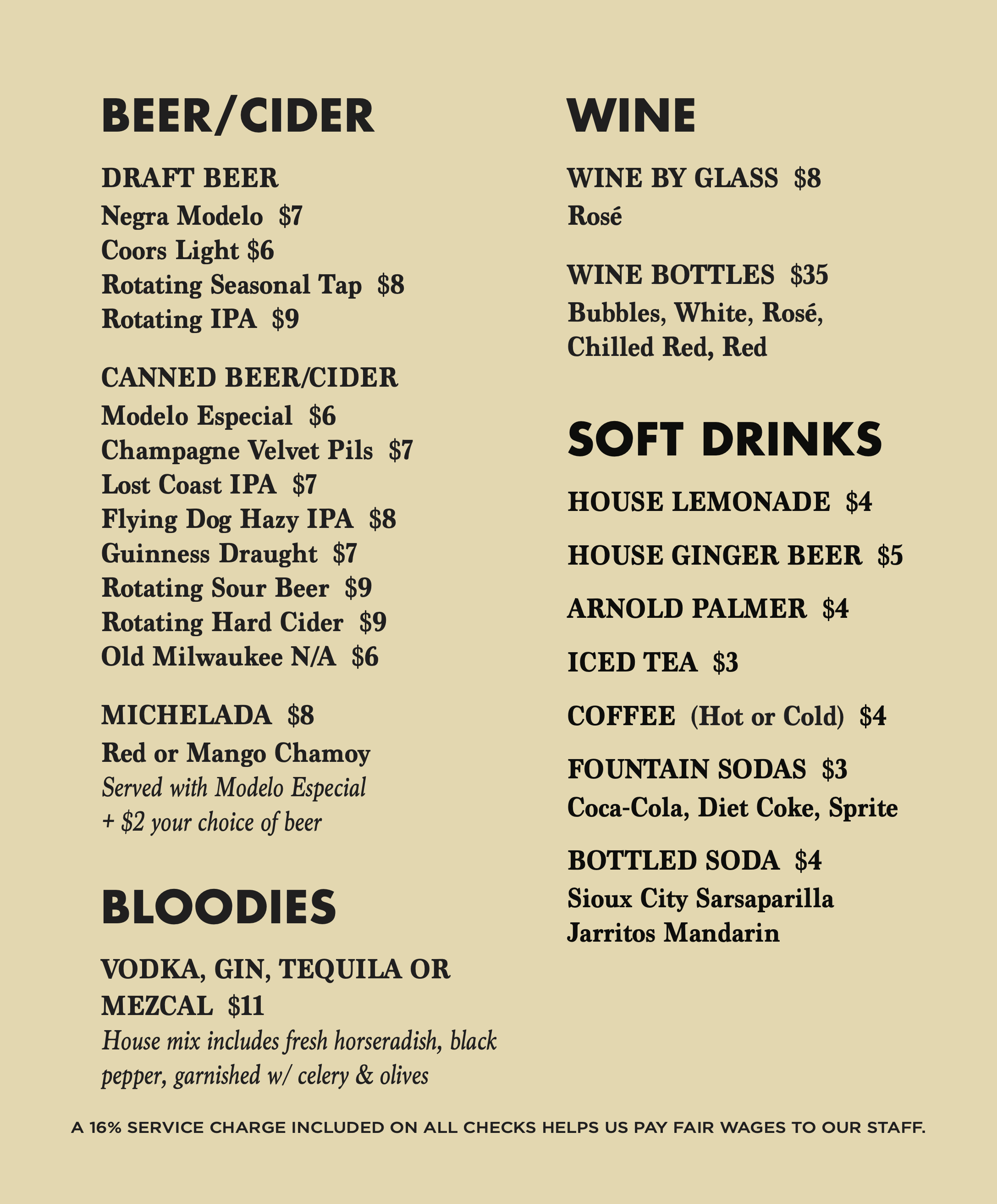 Menu — The Red Dog Saloon