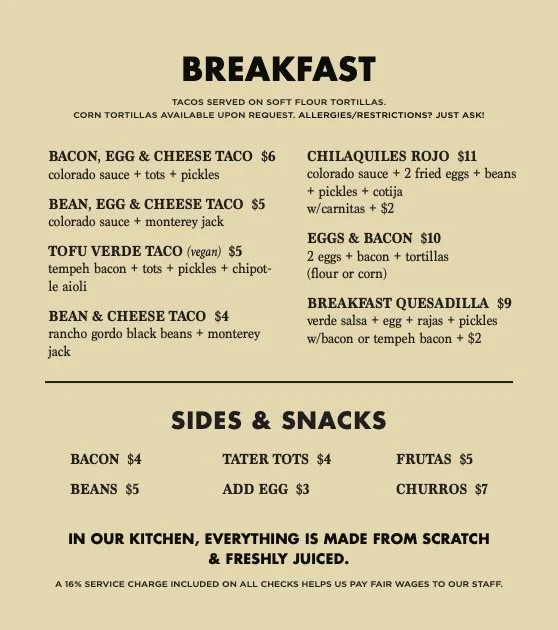 Menu — The Red Dog Saloon