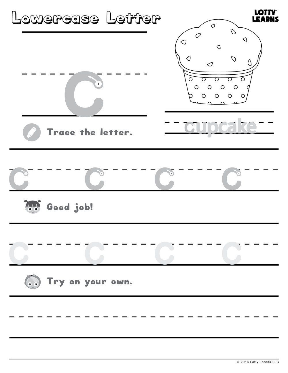 Worksheet Lowercase Letter c — Lotty Learns