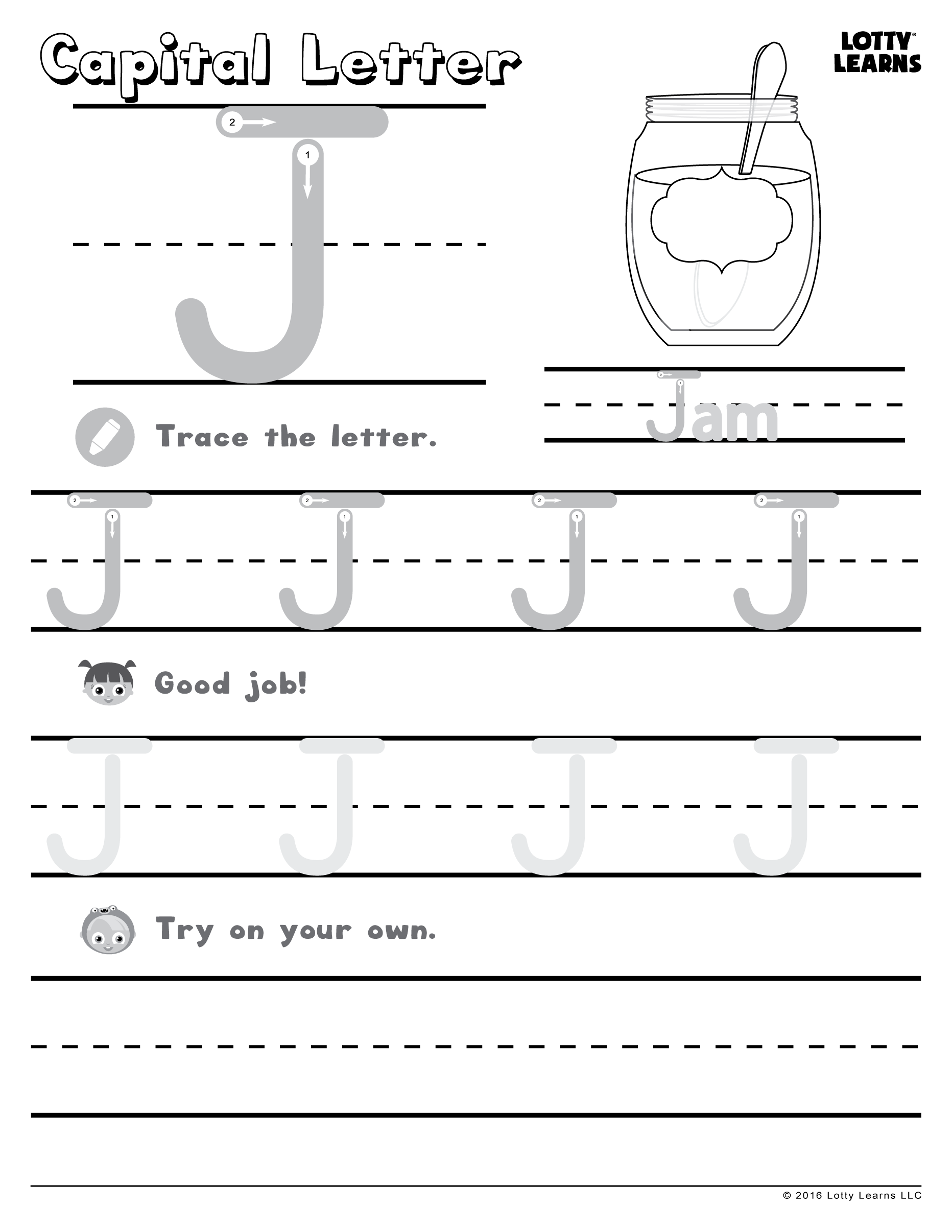 Worksheet Capital Letter J — Lotty Learns