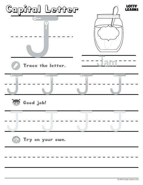 Worksheet Capital Letter J — Lotty Learns