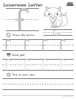 Worksheet Lowercase Letter f — Lotty Learns