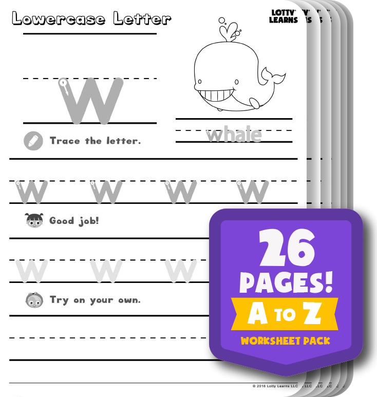 Lowercase Letters Writing Practice Pack A-Z — Lotty Learns