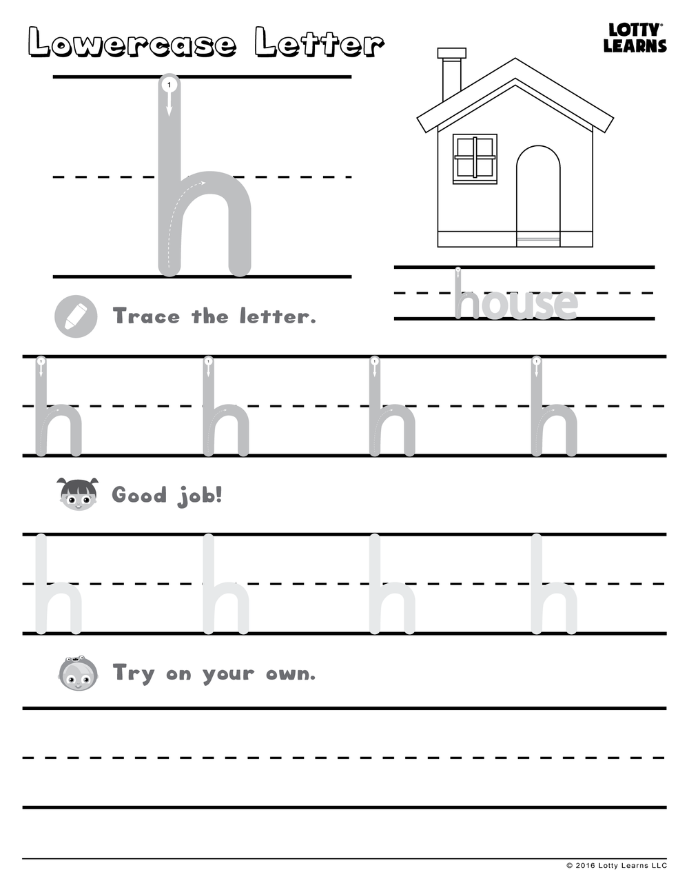 Worksheet Lowercase Letter h — Lotty Learns