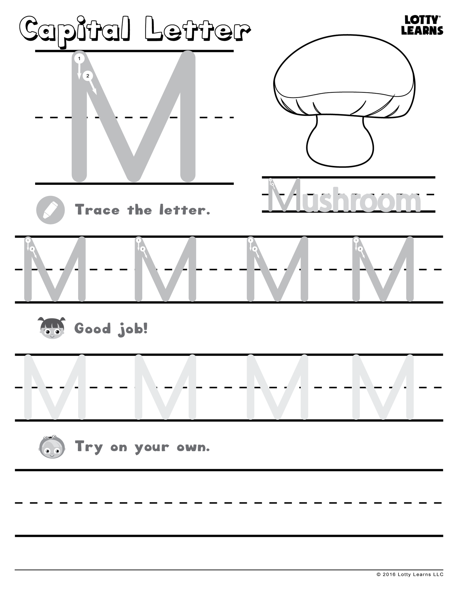 Worksheet Capital Letter M — Lotty Learns