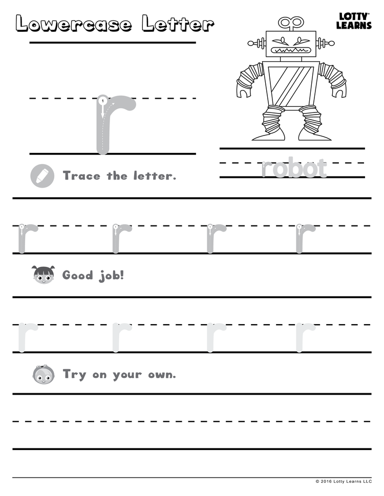 Worksheet Lowercase Letter r — Lotty Learns
