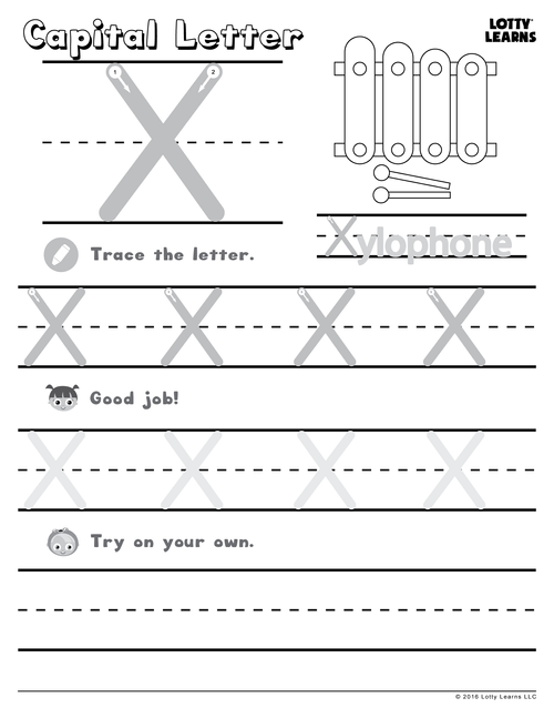 Worksheet Capital Letter X — Lotty Learns