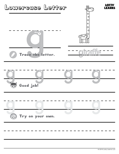 Worksheet Lowercase Letter g — Lotty Learns