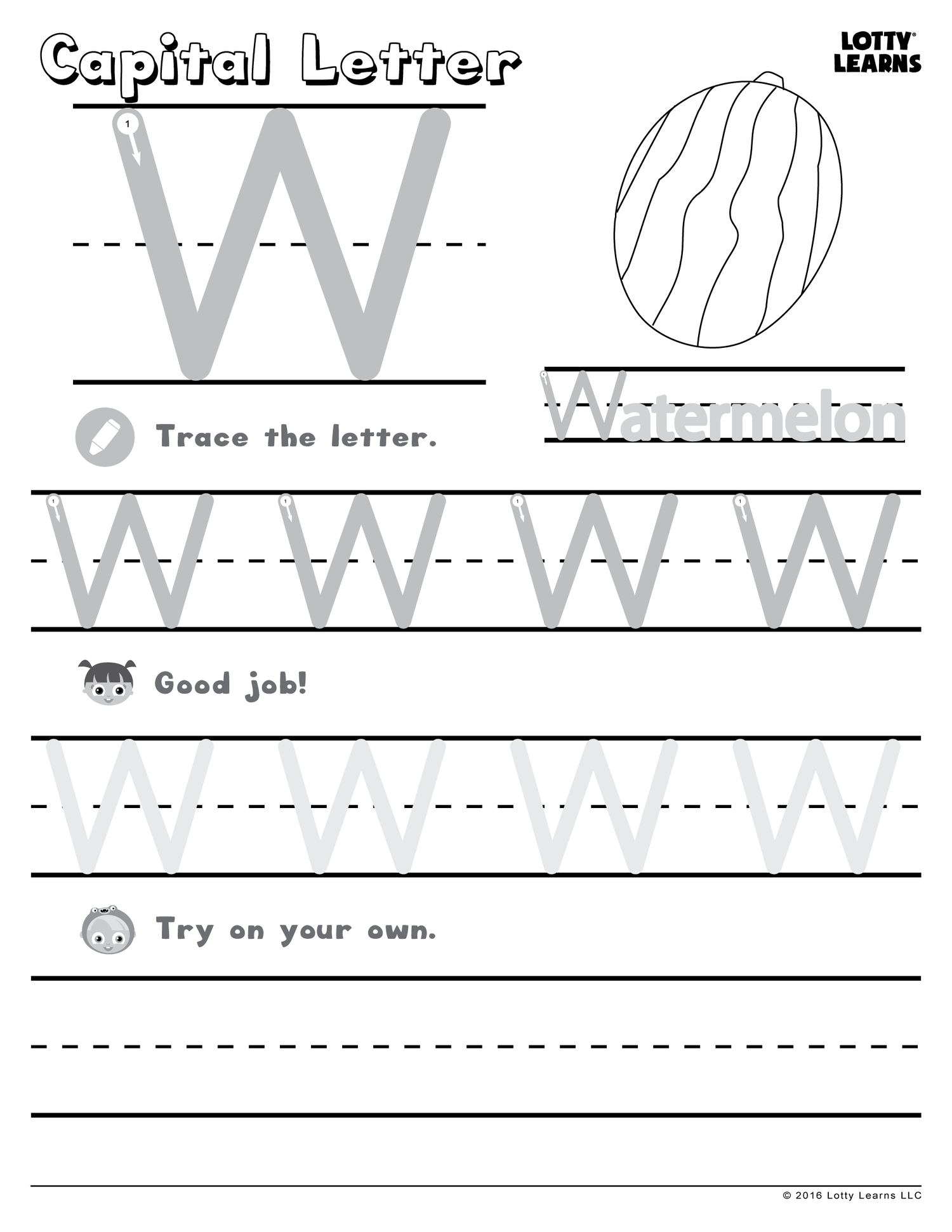 Worksheet Capital Letter W — Lotty Learns