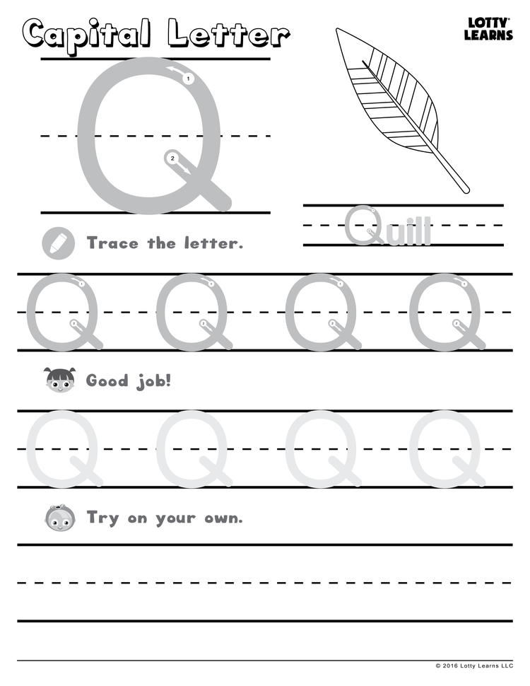Worksheet Capital Letter Q — Lotty Learns