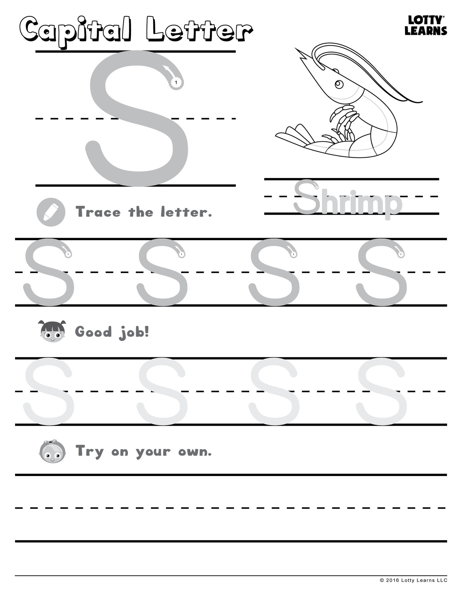 Worksheet Capital Letter S — Lotty Learns