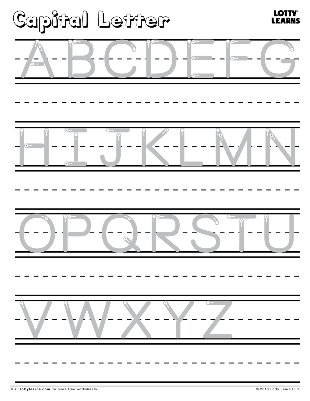 Worksheet Capital Letter A-Z — Lotty Learns
