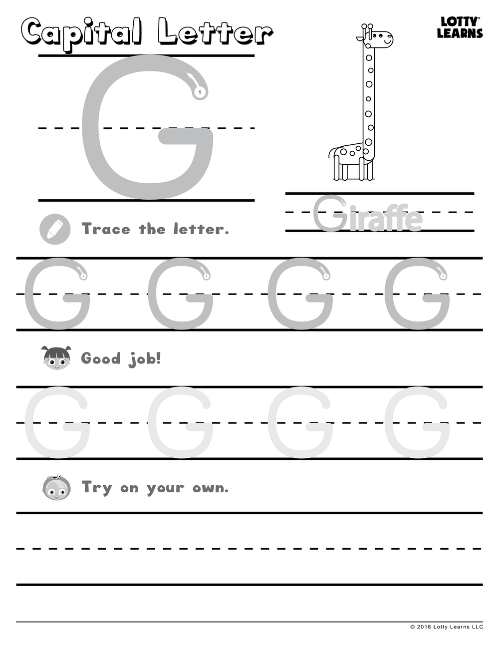 Worksheet Capital Letter G — Lotty Learns