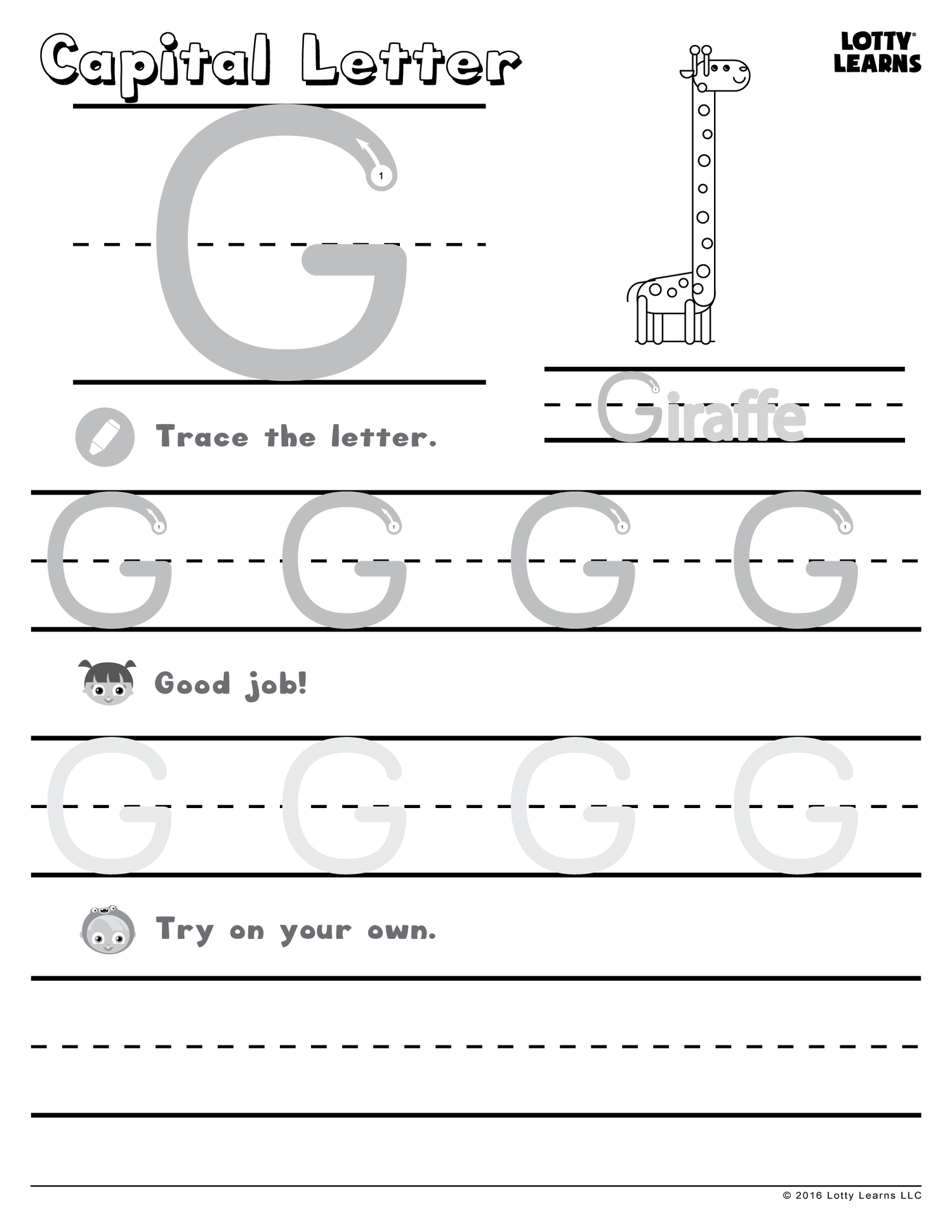 Worksheet Capital Letter G — Lotty Learns