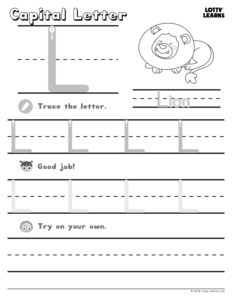 Worksheet Capital Letter L — Lotty Learns