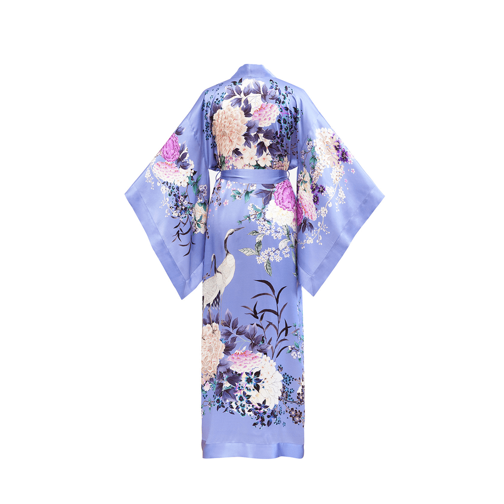 White Pagoda Silk Satin Kimono — MENG