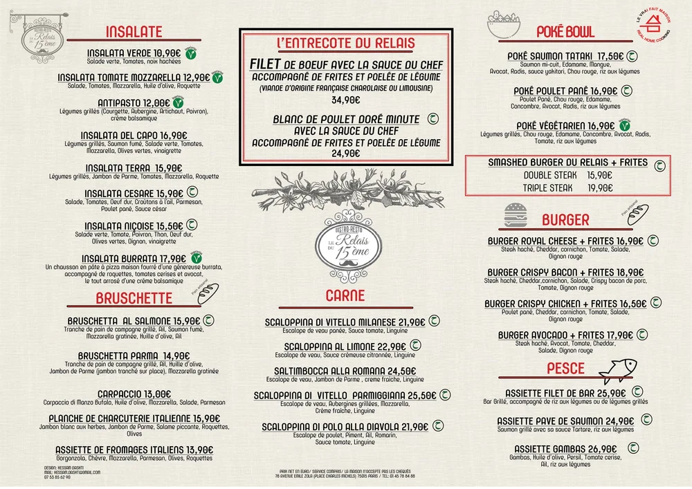 Menu — Le Relais Du 15ème