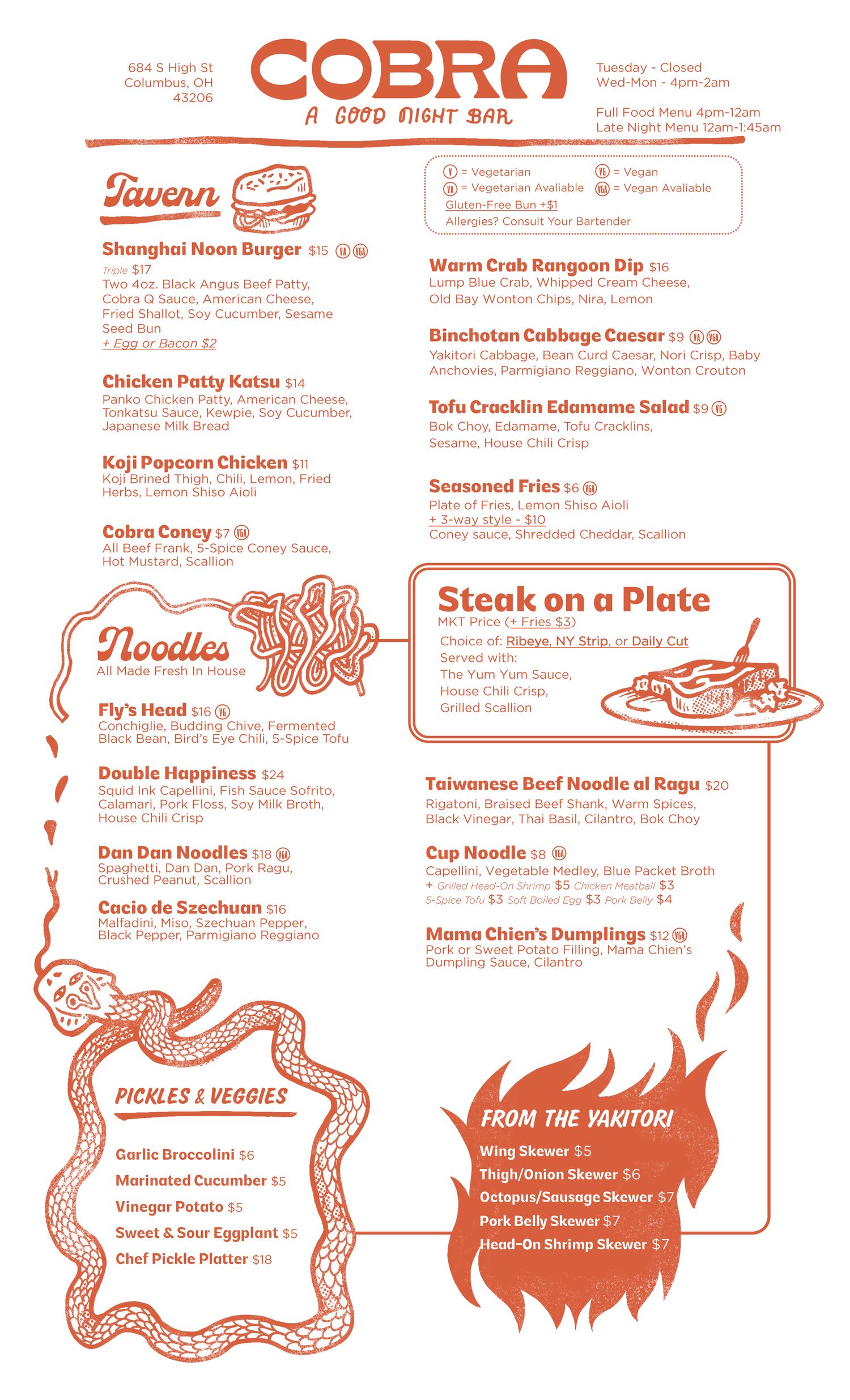 Food Menu — COBRA