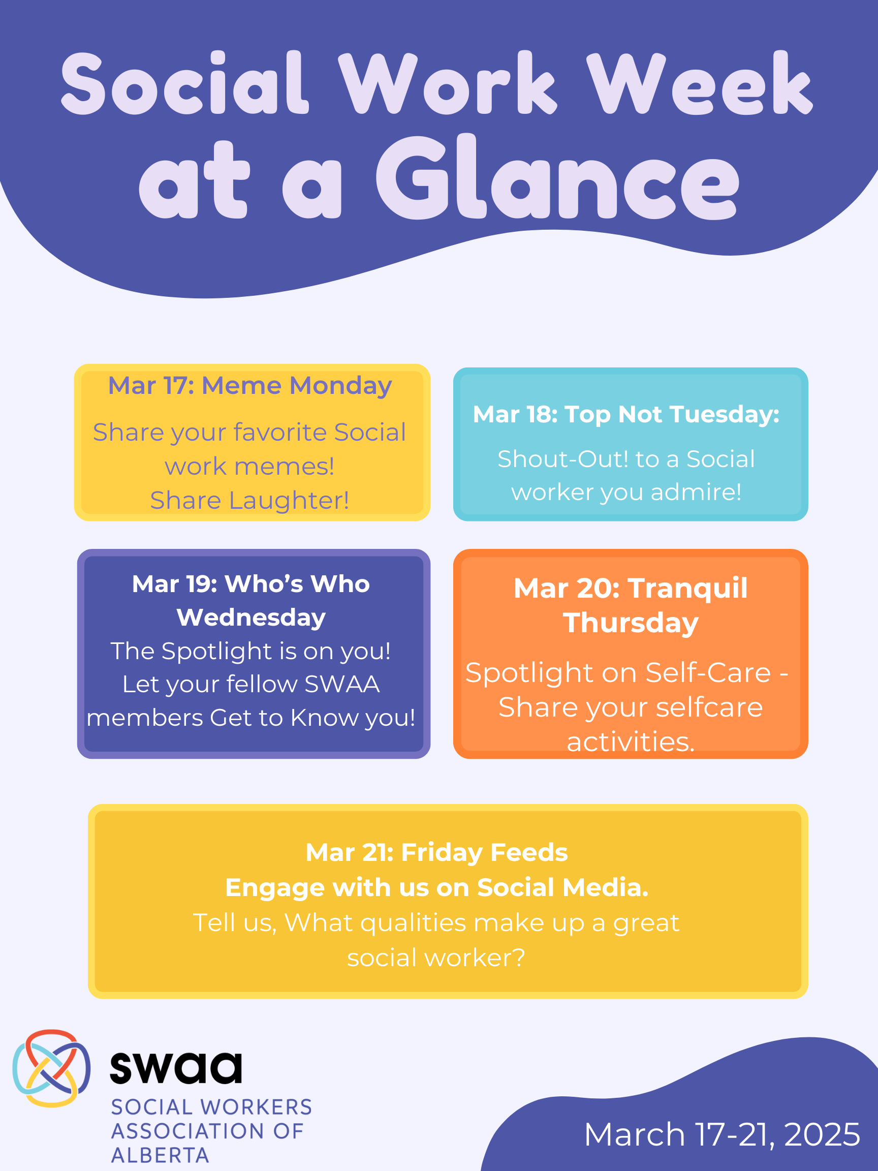 Social Work Week: March 17 - 21, 2025 — Social Workers Association of ...