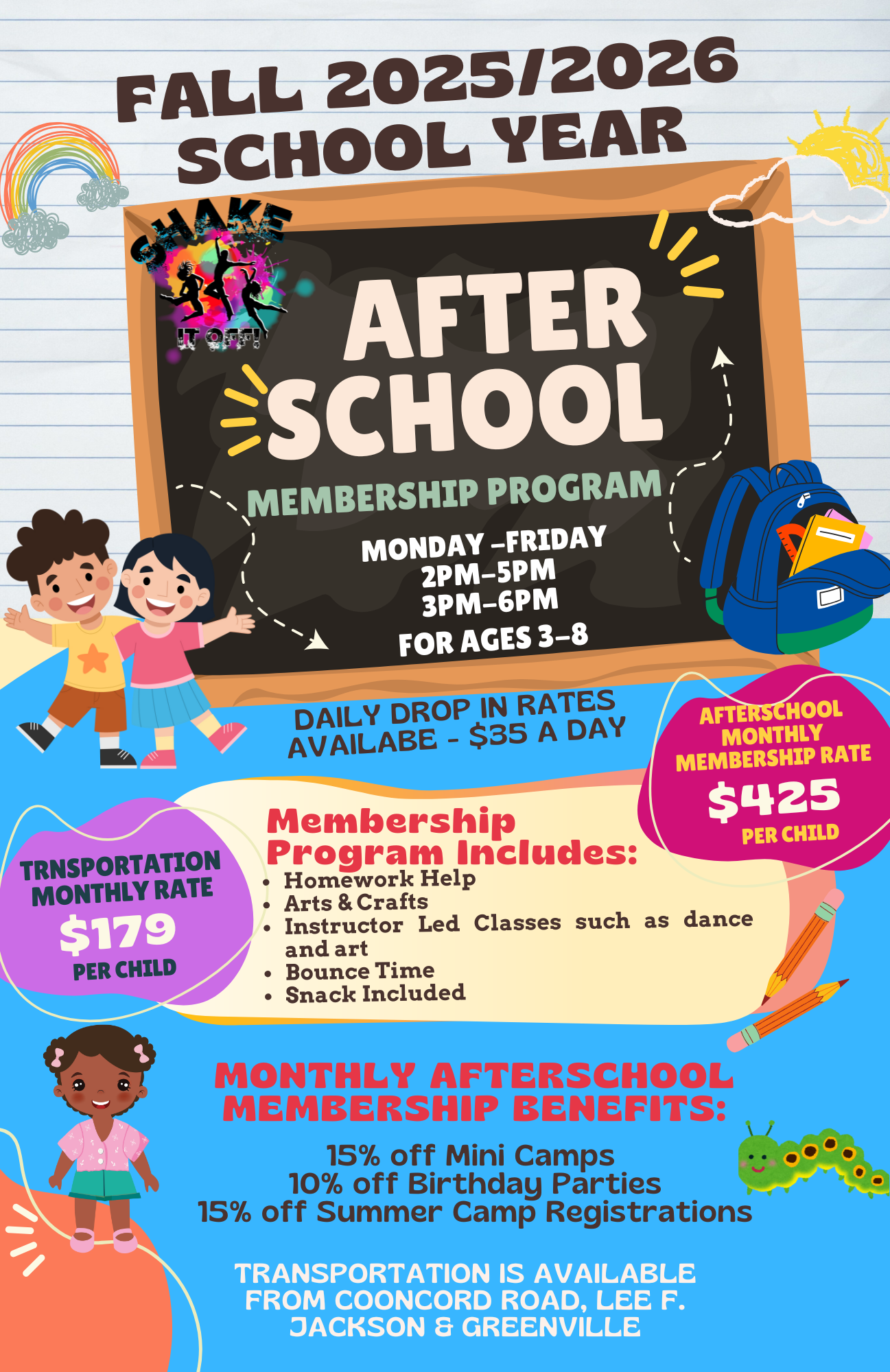 Afterschool drop off program — Shake it Off