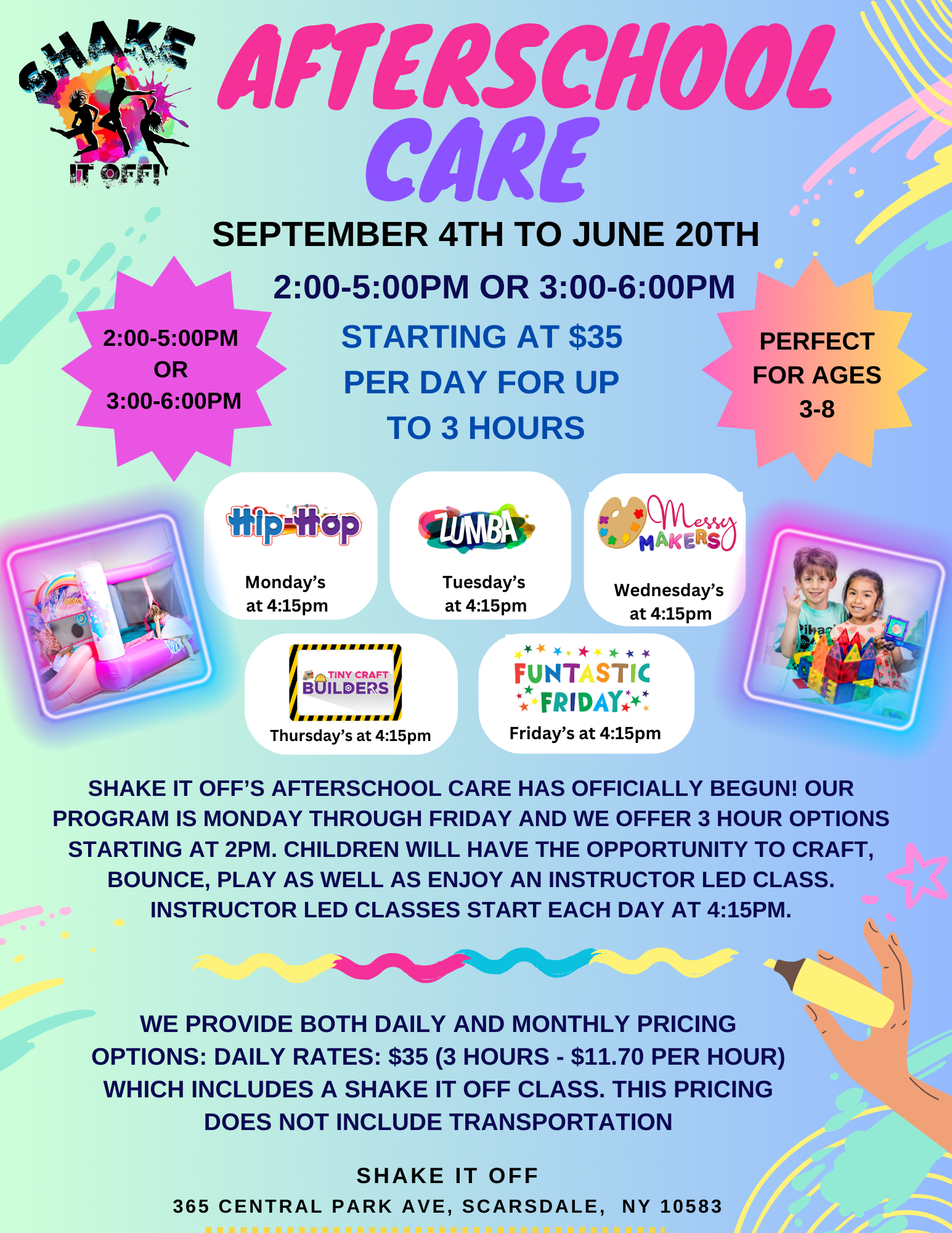 Afterschool drop off program — Shake it Off