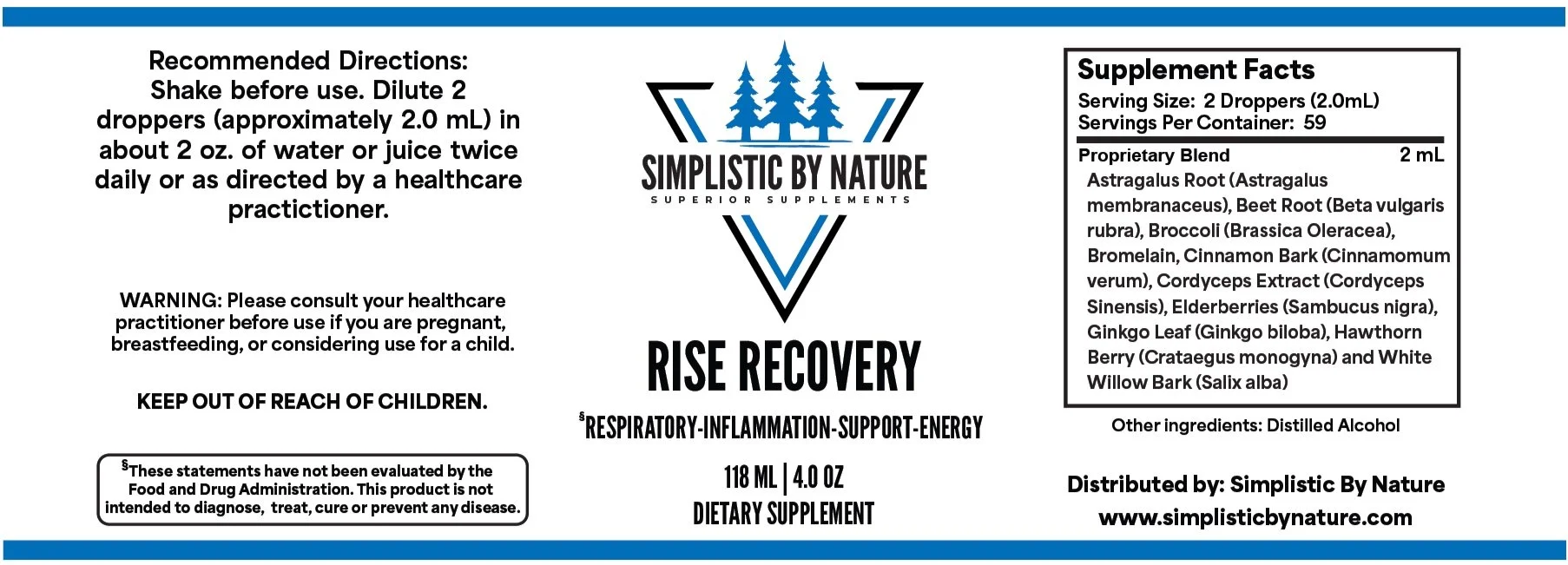 RISE Recovery Tincture — Simplistic By Nature