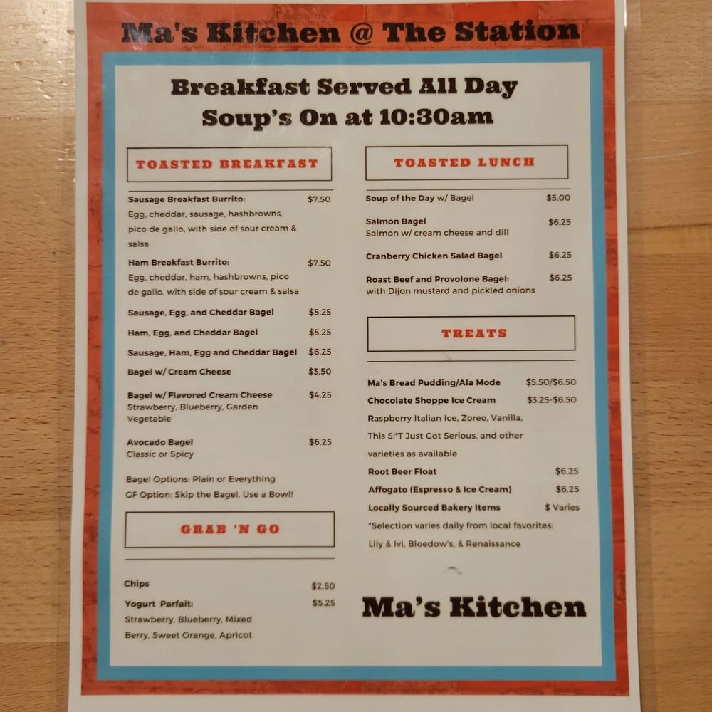 Ma's Kitchen Deli Menu — The Station