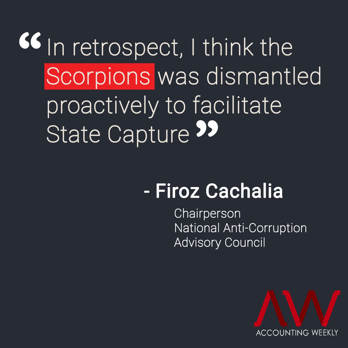 Cachalia: SA needs a proactive anti-corruption agency — Accounting Weekly