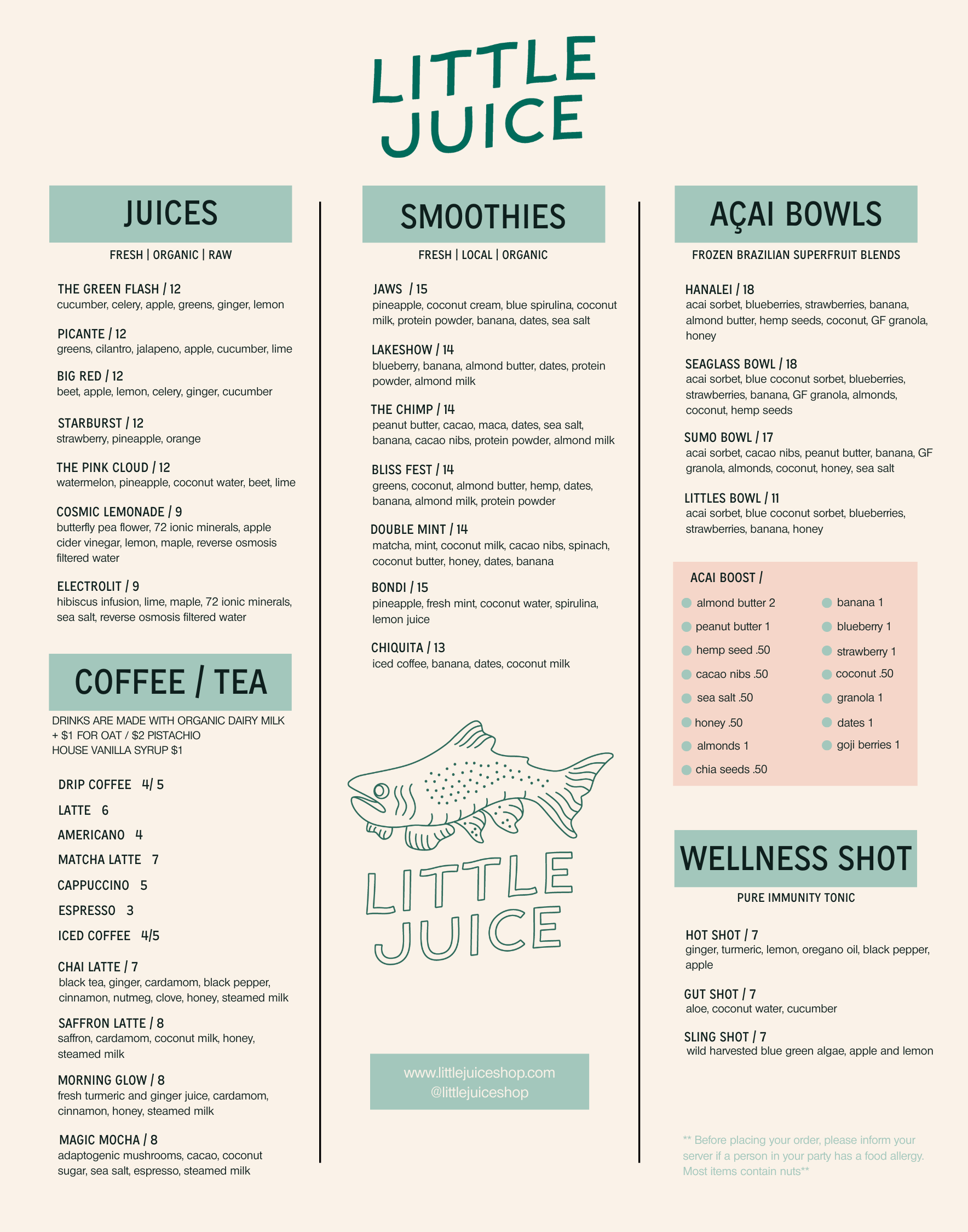 Menu — Little Juice