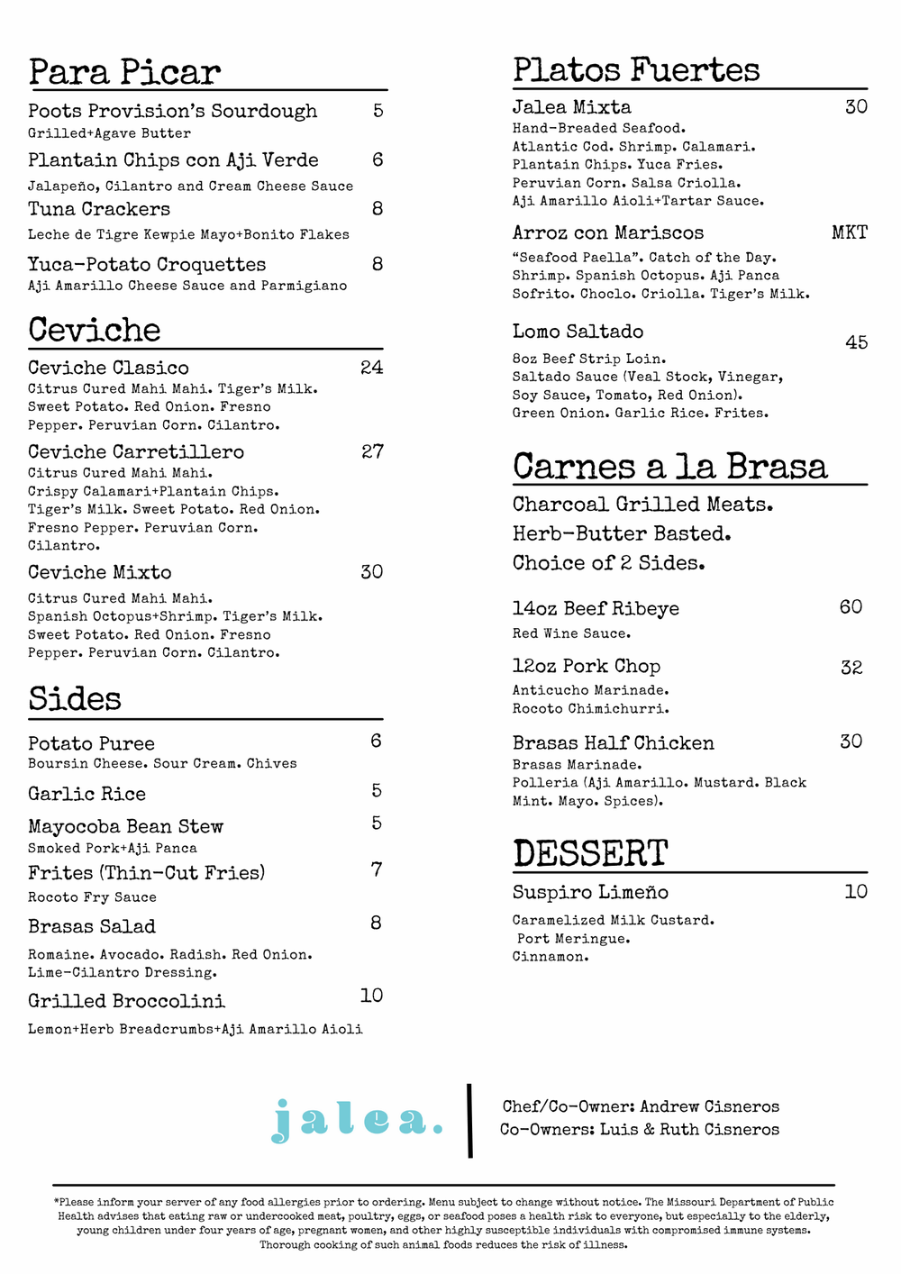 Menu — jalea.