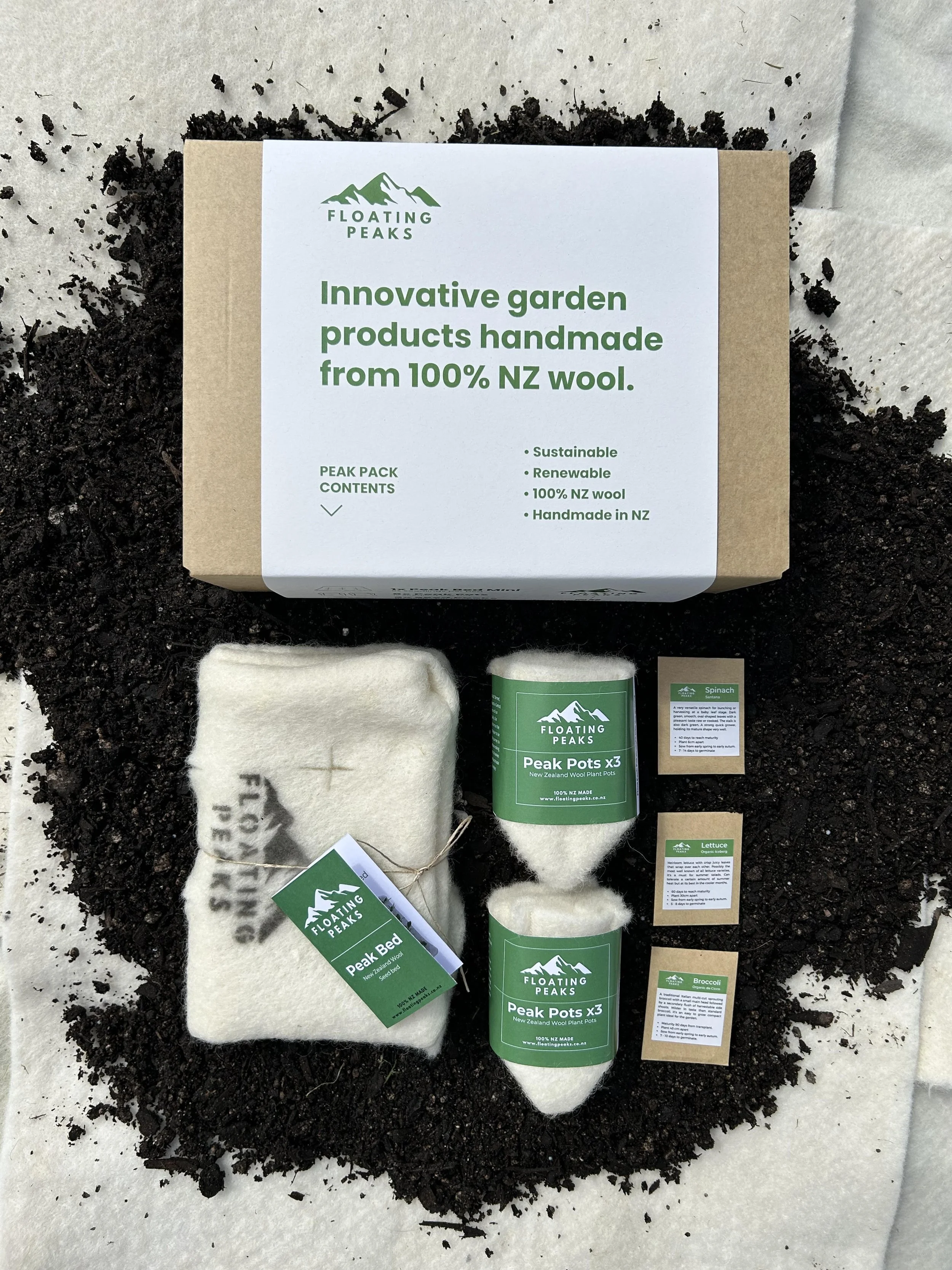 Floating Peaks I Wool Pot, Wool Weed Mat, Wool Seed Bed