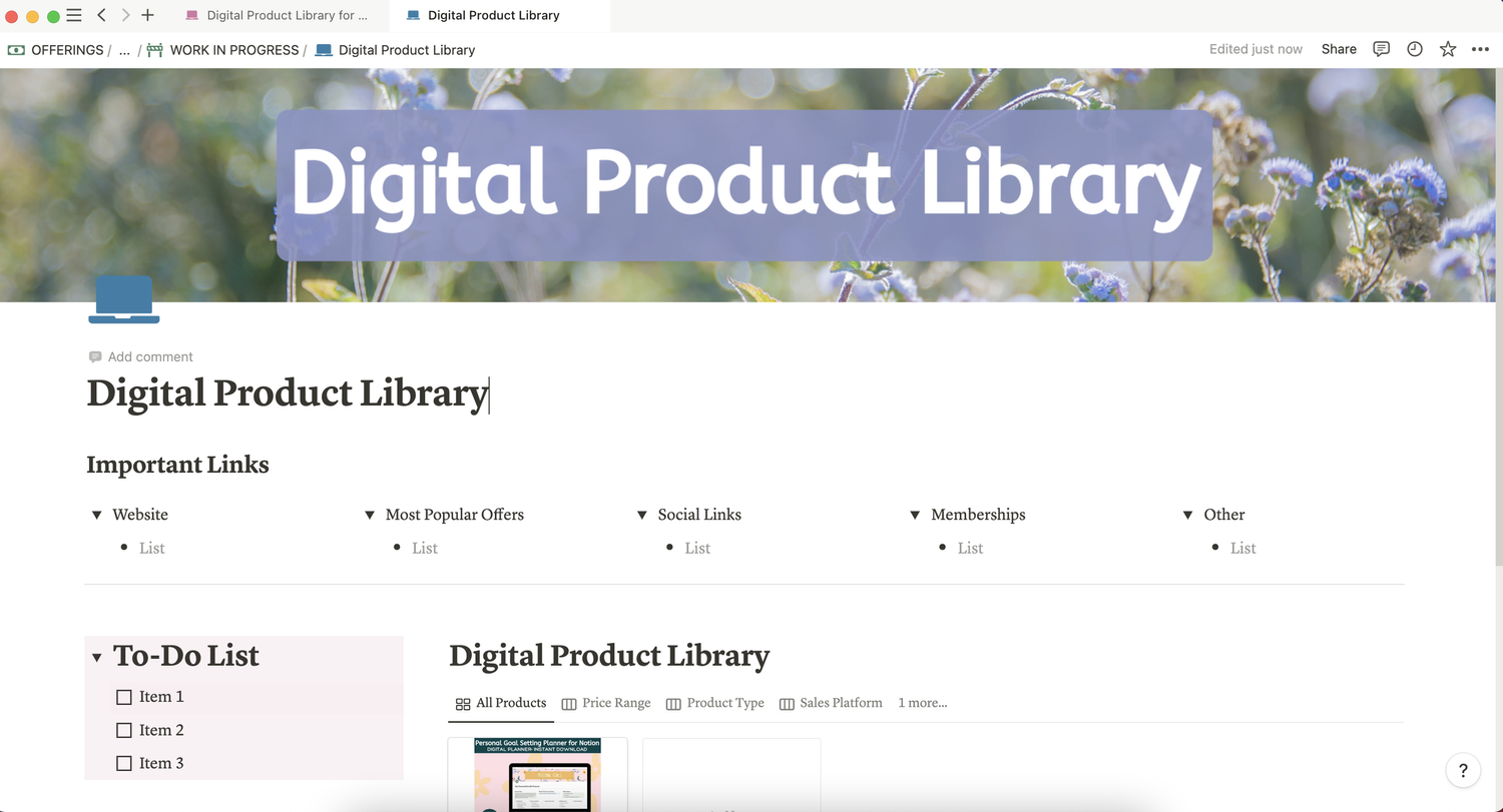 How I Created a Digital Product Organizer for Notion — jillianferraro.com
